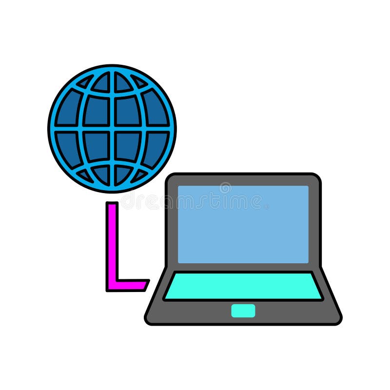 Connect, Data, Laptop Icon. Simple Color Vector Stock Illustration ...