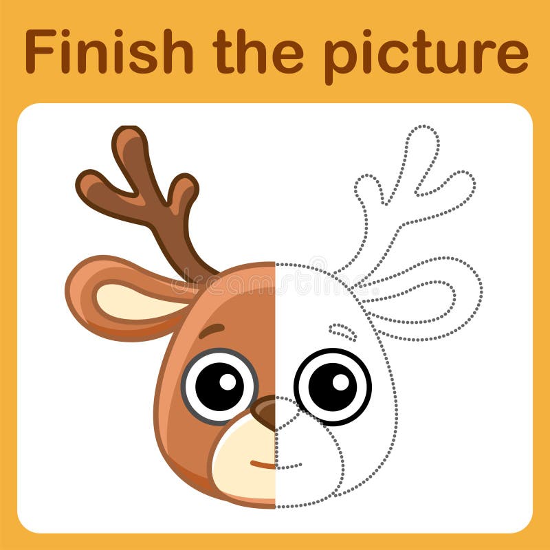 Connect the Dot and Complete the Picture. Simple Coloring Deer. Drawing ...