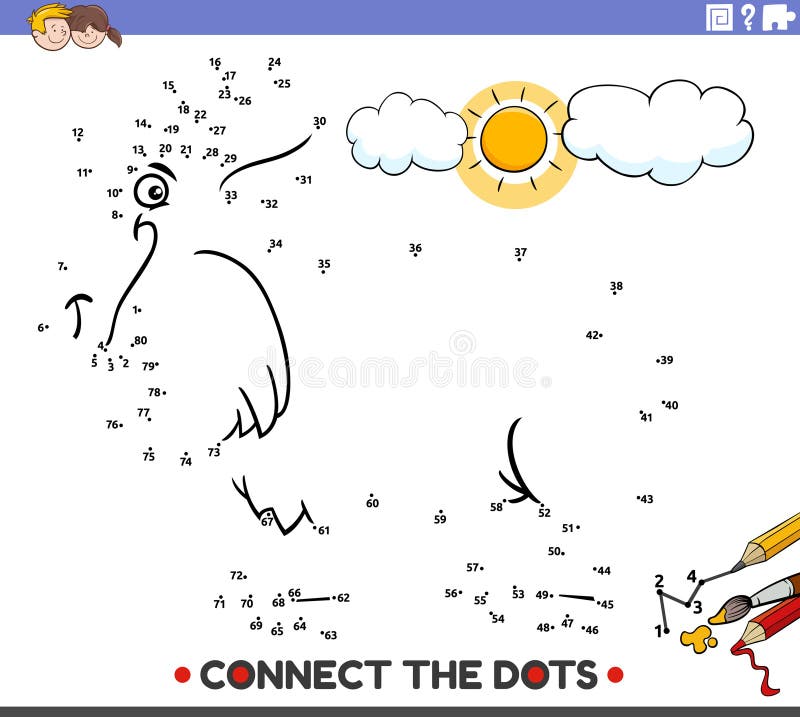Connect the Dots Activity with Cartoon Goat Animal Character Stock ...