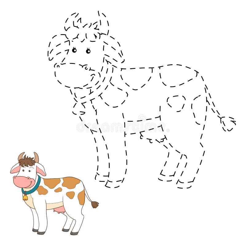 Connect the Dots (farm Animals Set, Cow Family) Stock Vector ...