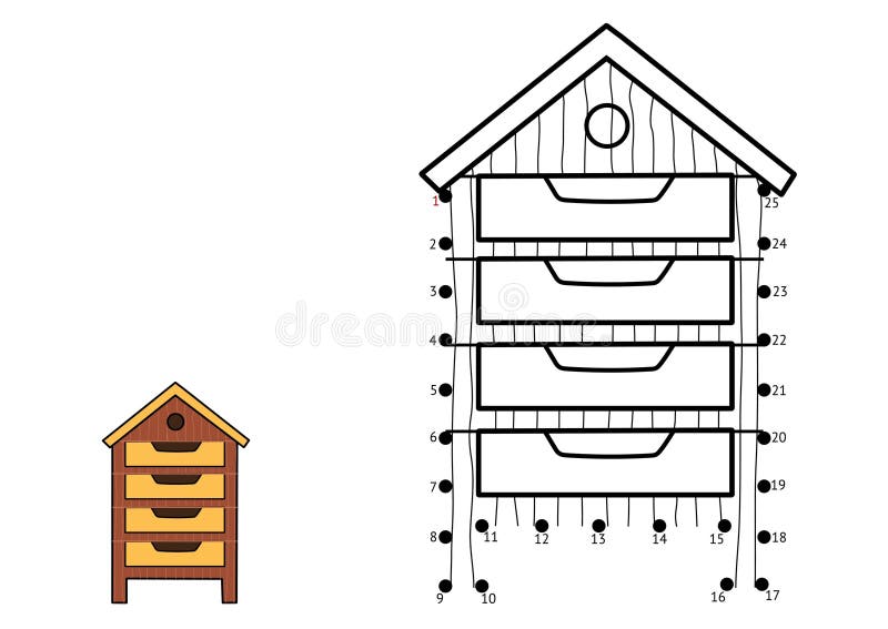 Connect the Dots and Draw a Bee Hive. Dot To Dot Game for Kids Stock ...