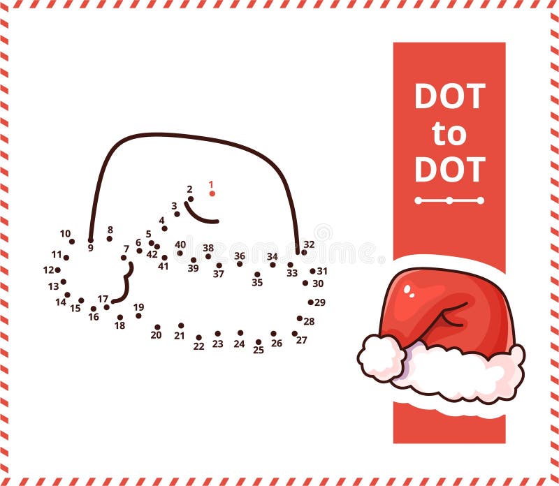 Connect the Dots and Draw Cartoon Red Santa Hat. Stock Vector ...
