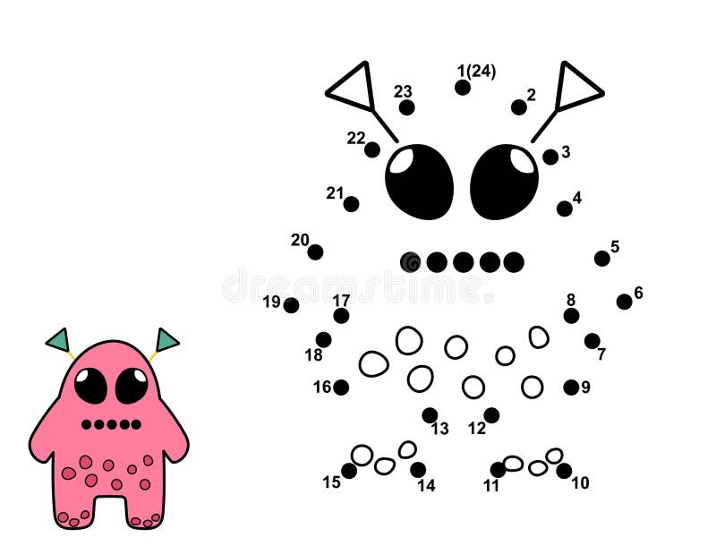 Connect the Dots and Draw a Cute Alien Character. Join the Numbers ...