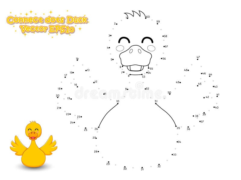Connect the Dots and Draw Cute Cartoon Duck. Educational Game for Kids ... Connect the Dots and Draw Cute Cartoon Duck. Educational Game for Kids ...