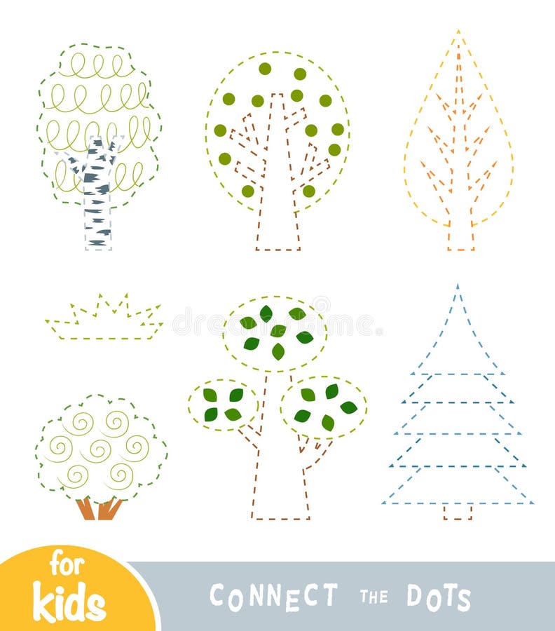 Connect the Dots, Education Game for Children, Set of Trees Stock ...
