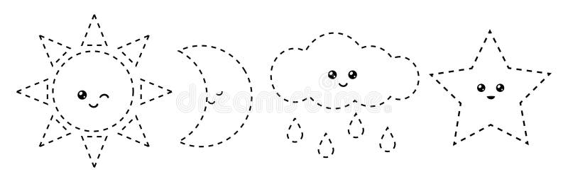 Connect the Dots, Educational Game for Children. Set of Cartoon Sky ...