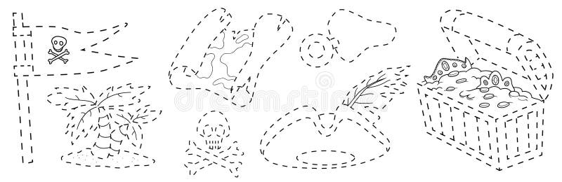 Connect the Dots, Educational Game for Children. Set of Pirate ...