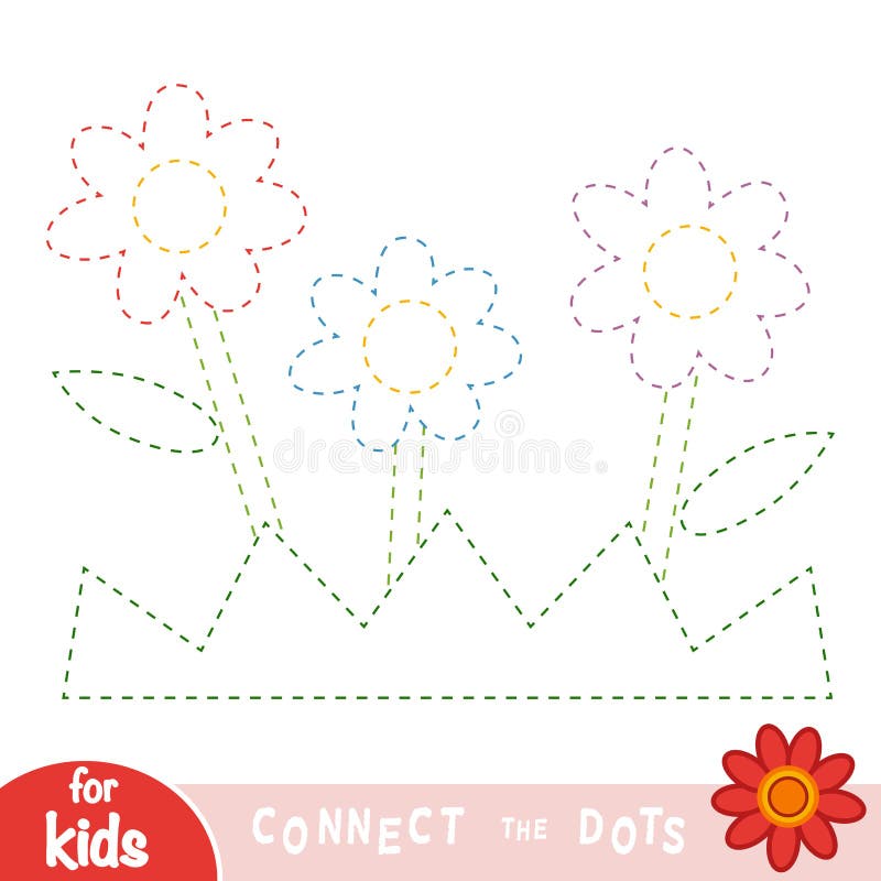 Connect the Dots, Game for Children, Flowers and Grass Stock Vector ...
