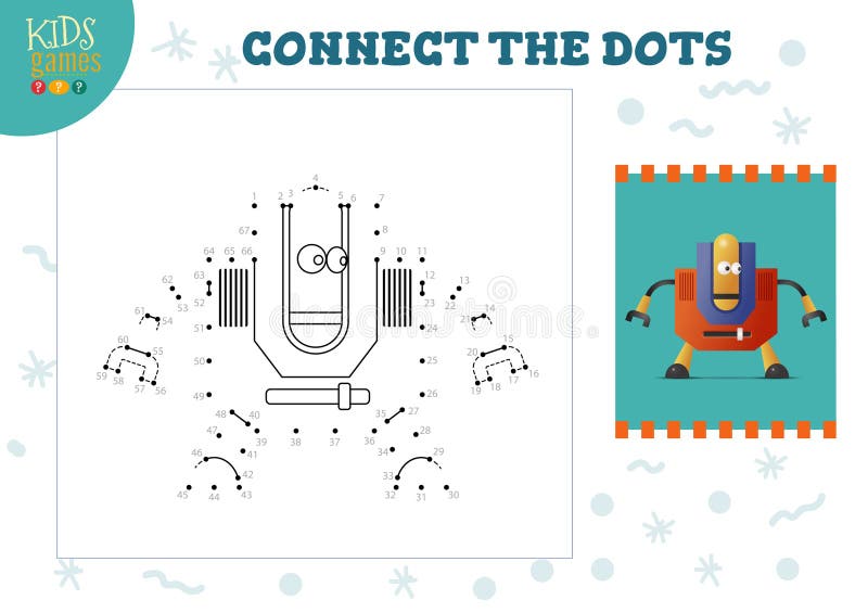 Connect the Dots Kids Game Vector Illustration. Kindergarten Children ...