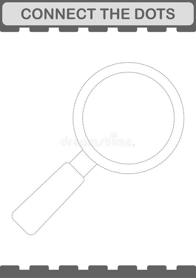 Connect the Dots Magnifying Glass. Worksheet for Kids Stock Vector ...