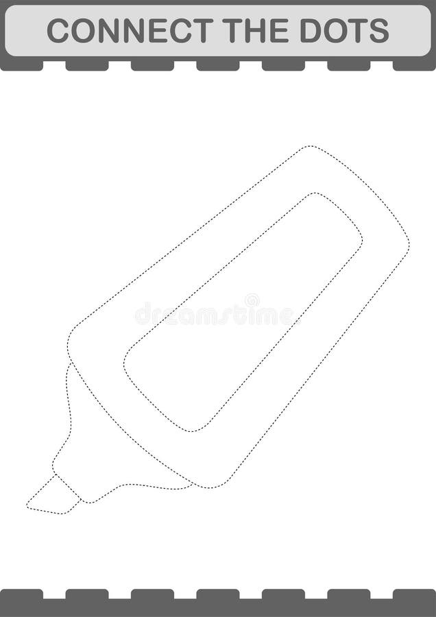 Connect the Dots Marker. Worksheet for Kids Stock Vector - Illustration ...