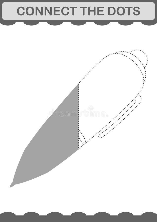 Connect the Dots Pen. Worksheet for Kids Stock Vector - Illustration of ...