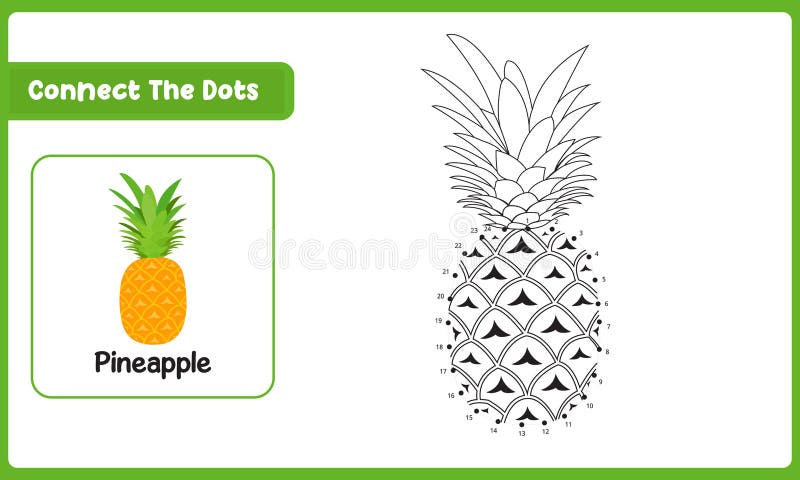 Connect the Dots Pineapple. Dot To Dot Educational Game. Vector ...