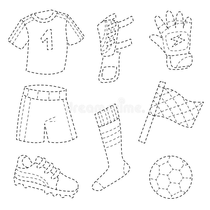 Connect the Dots, Set of Football Objects. Activity Educational Game ...
