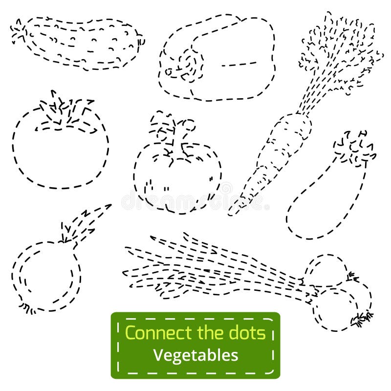 Connect the Dots (set of Vegetables), Education Game Stock Vector ...