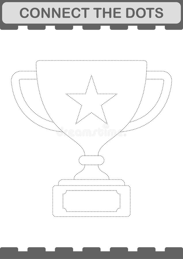 Connect the Dots Trophy. Worksheet for Kids Stock Vector - Illustration ...