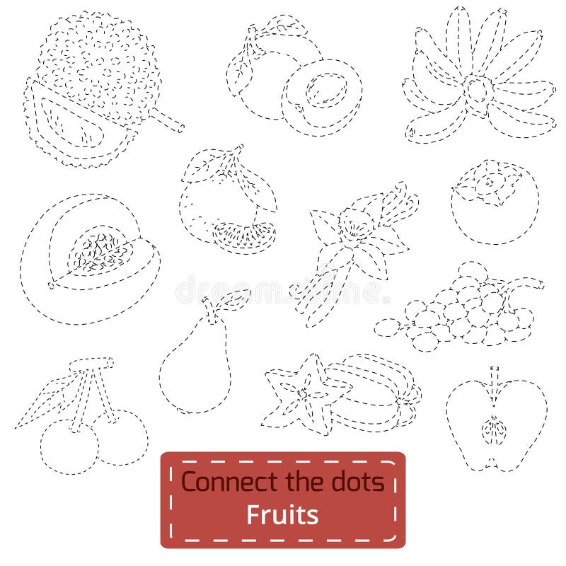 Connect the Dots (tropical Fruits Set), Education Game Stock Vector ...