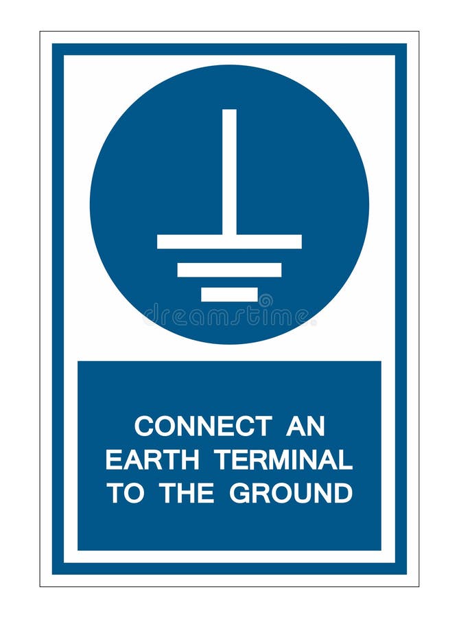 Connect an Earth Terminal To the Ground Symbol Sign Isolate on White ...