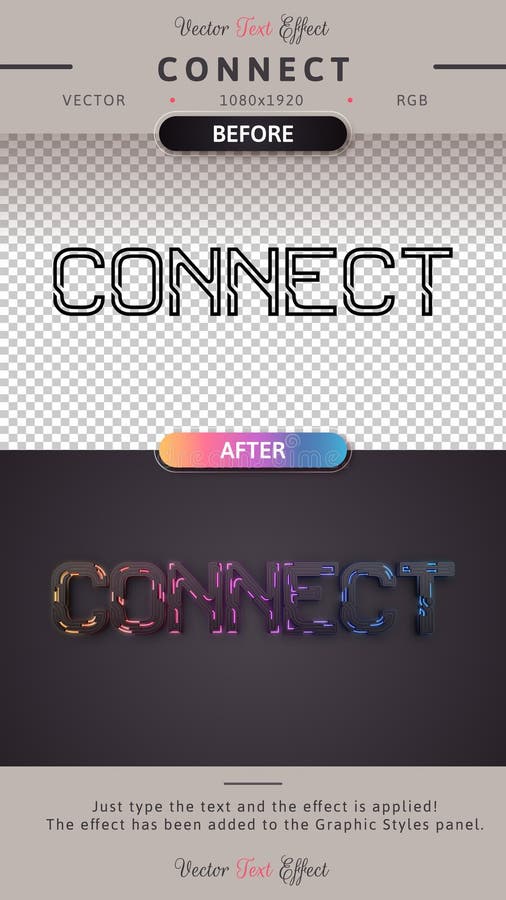 Connect - Editable Text Effect, Font Style Stock Vector - Illustration ...