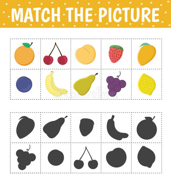 Connect the Fruit and the Correct Shadow Stock Vector - Illustration of ...