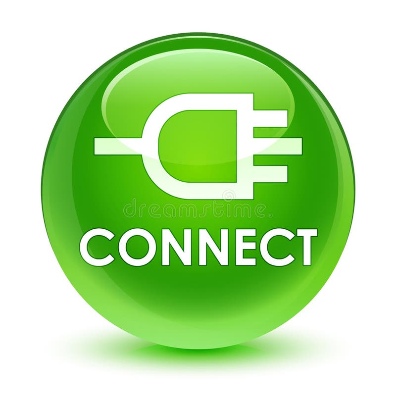 Connect Glassy Green Round Button Stock Illustration - Illustration of ...