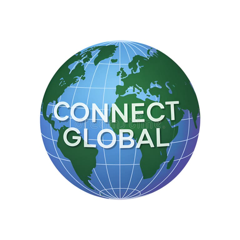 Connect Global Text on Blue and Green Earth Globe with White Background ...