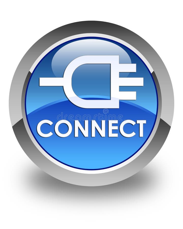 Connect Glossy Blue Round Button Stock Illustration - Illustration of ...