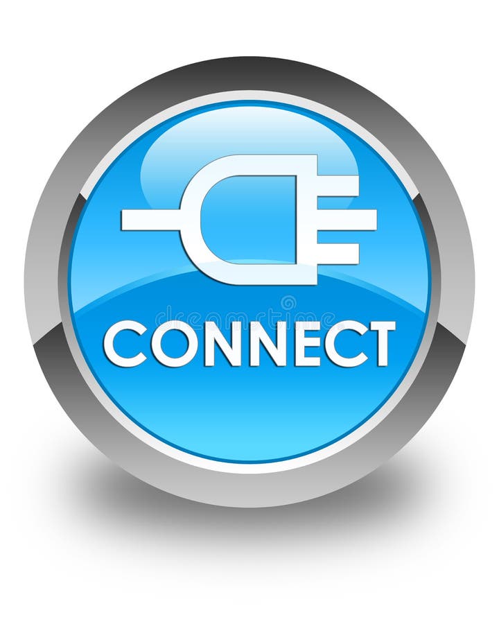 Connect Glossy Cyan Blue Round Button Stock Illustration - Illustration ...