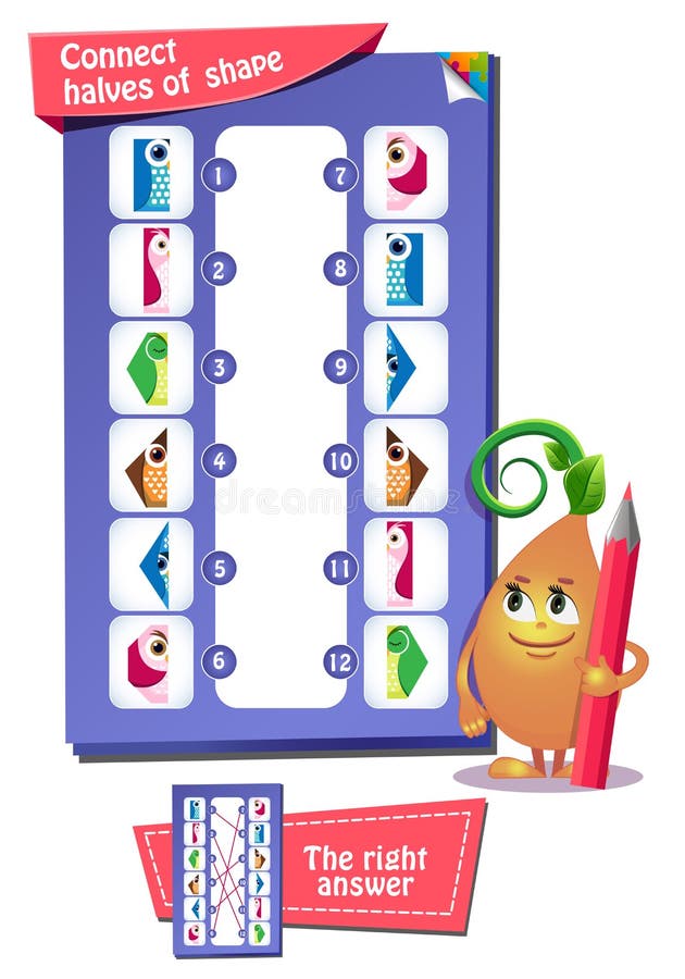 Connect Halves of Owl Figures Stock Illustration - Illustration of ...