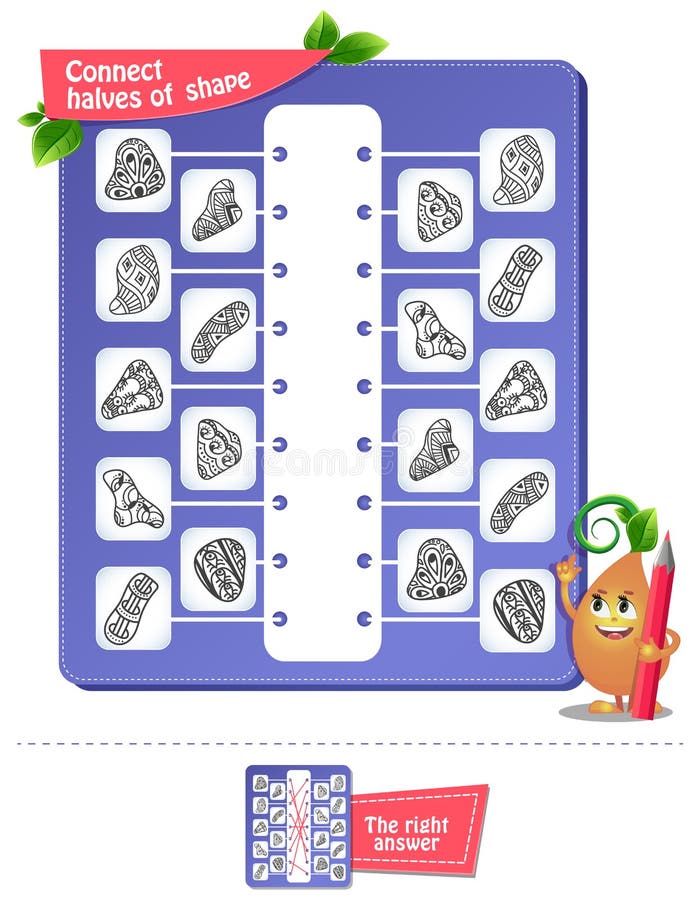 Connect Halves of Shape Brainteaser Stock Illustration - Illustration ...