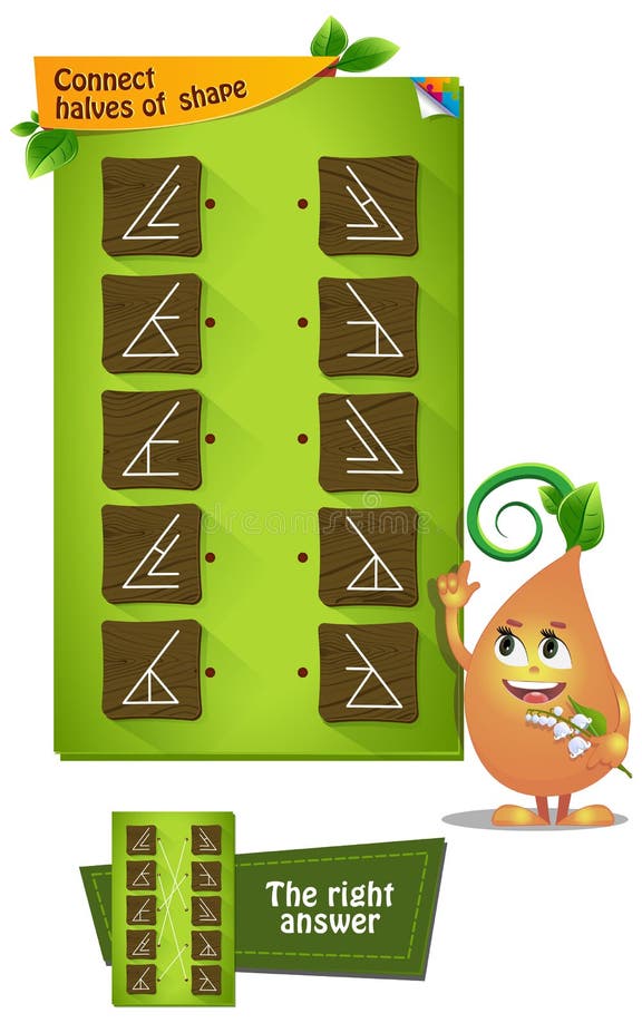 Connect halves of shape stock illustration. Illustration of learning ...