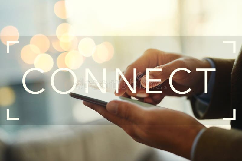 Connect, Hands and Phone Screen As Mobile for Networking, Communication ...
