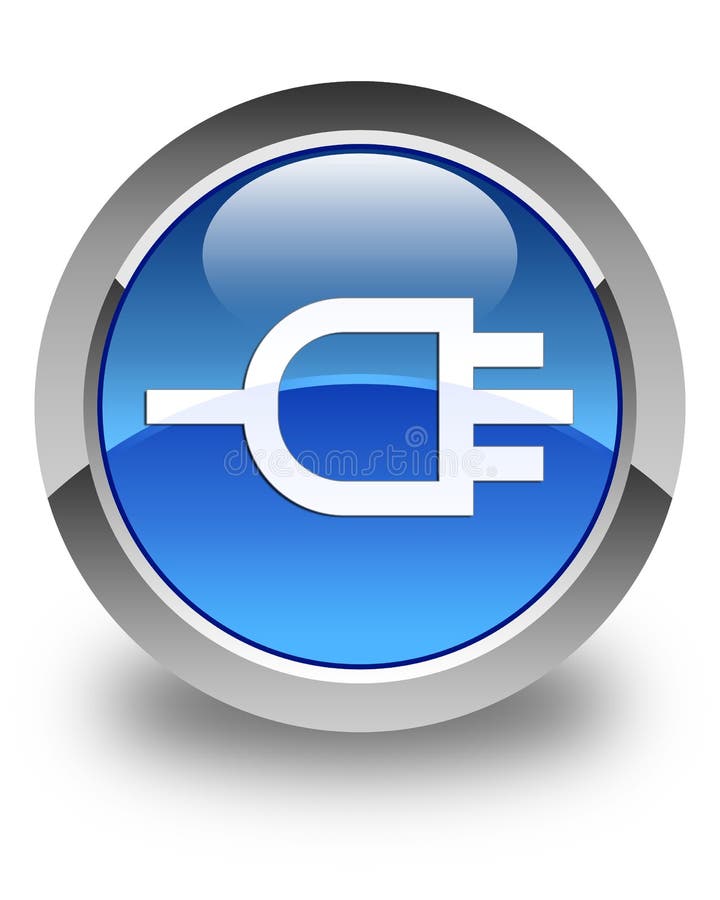 Connect Icon Glossy Blue Round Button Stock Illustration - Illustration ...