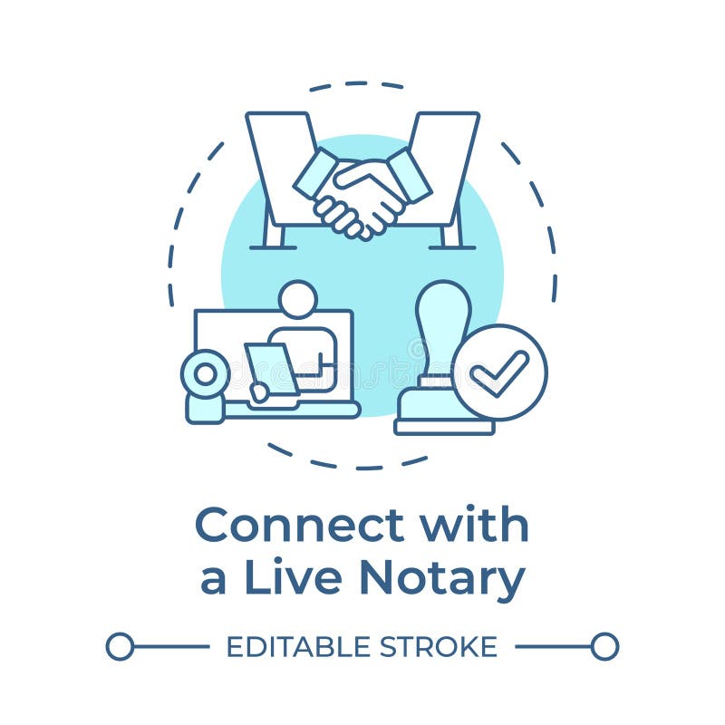 Connect with a Live Notary Soft Blue Concept Icon Stock Vector ...