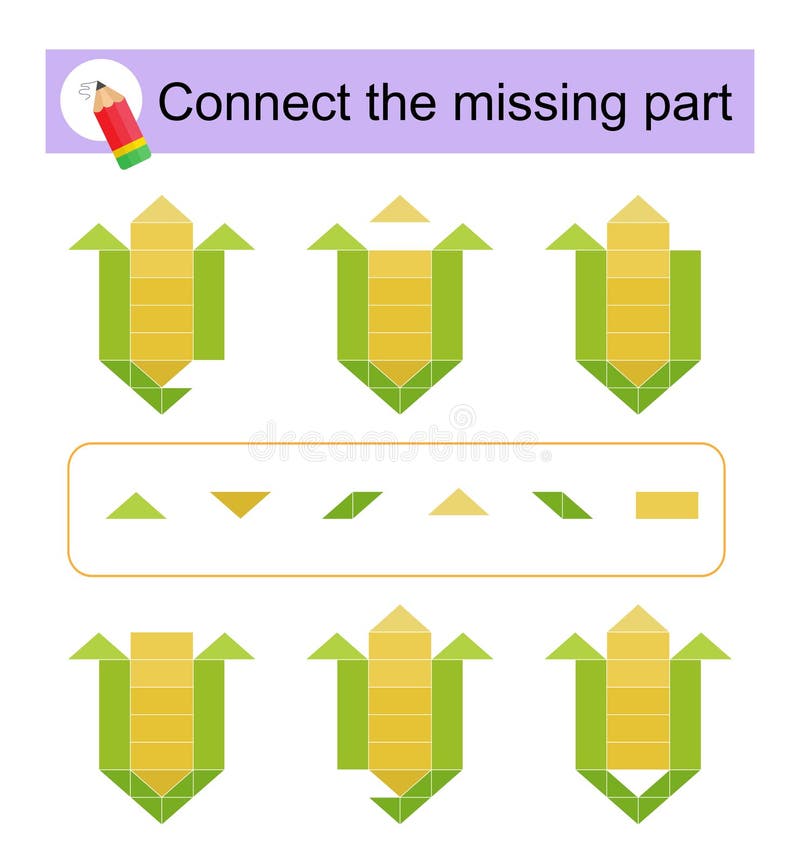 Connect the Missing Part. Attention Task for Kids Stock Vector ...