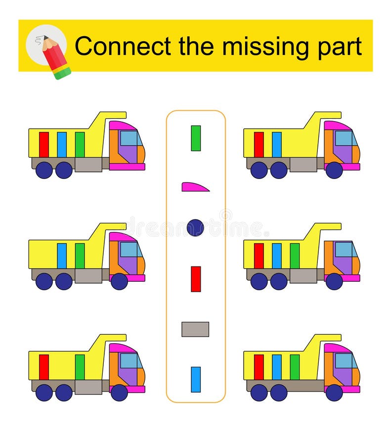 Connect the Missing Part. Attention Task for Kids Stock Vector ...