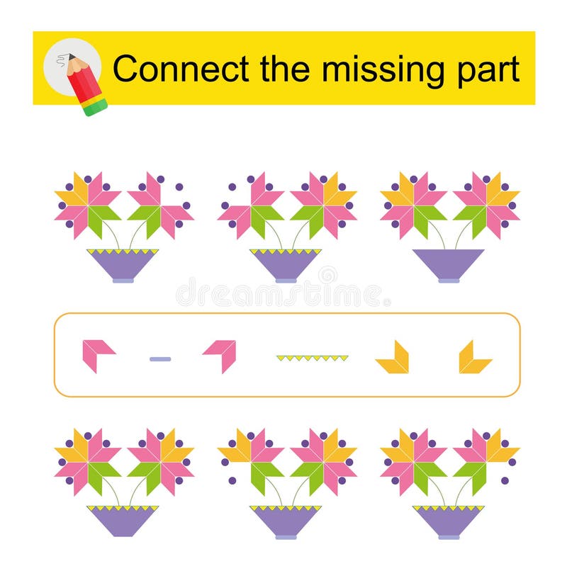 Connect the Missing Part. Attention Task for Kids Stock Vector ...