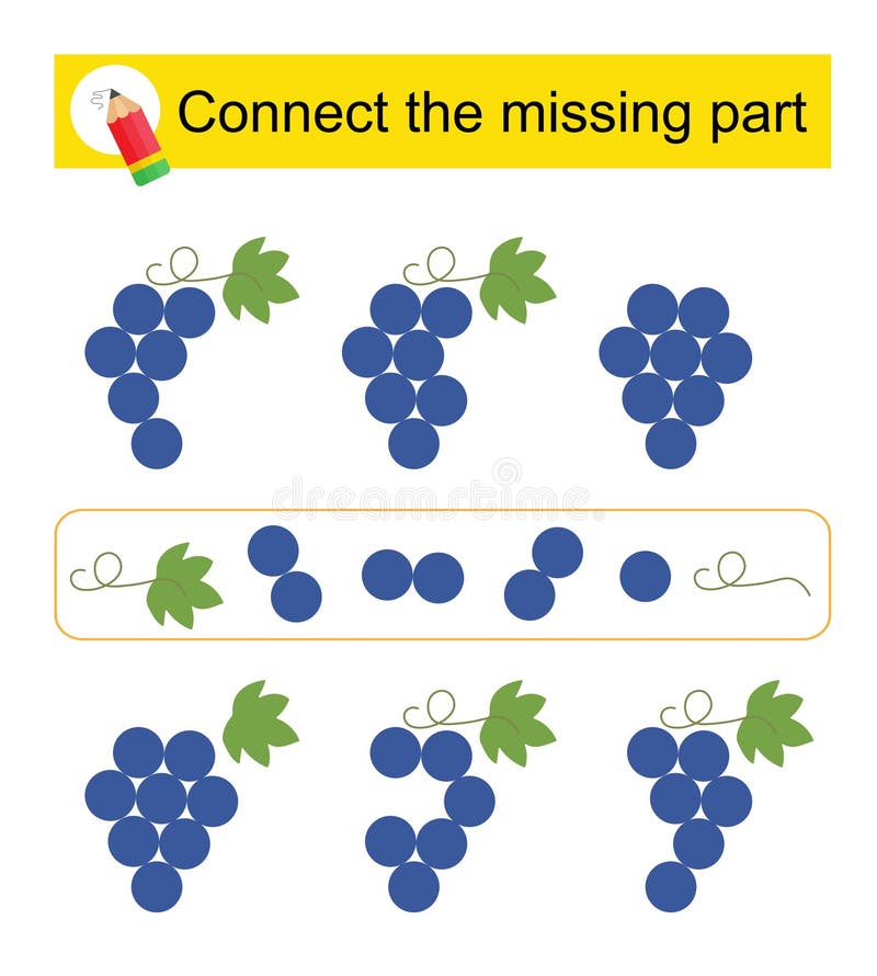 Connect the Missing Part. Attention Task for Kids Stock Vector ...