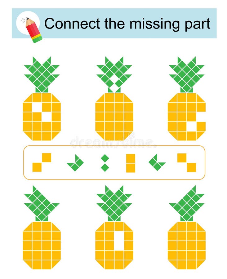 Connect the Missing Part. Attention Task for Kids Stock Vector ...