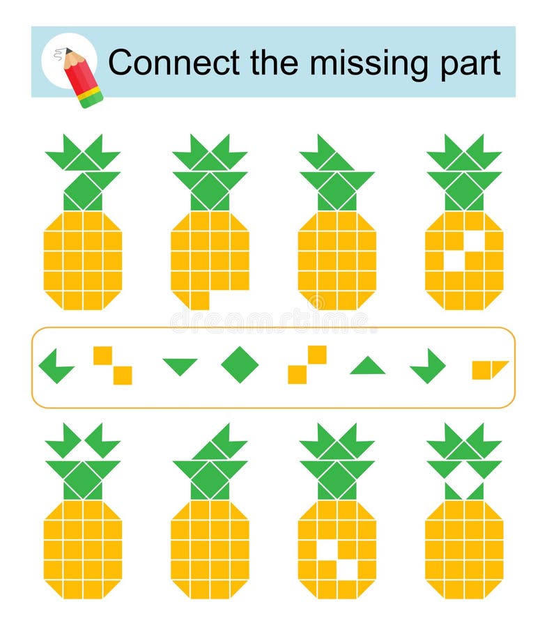 Connect the Missing Part. Attention Task for Kids Stock Vector ...