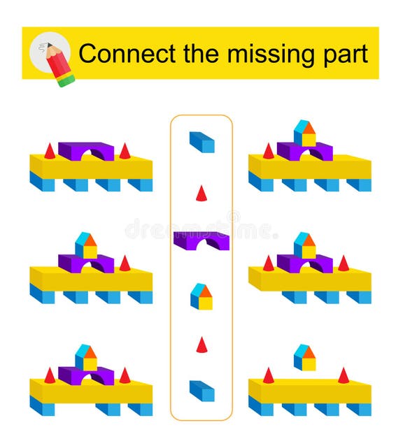 Connect the Missing Part. Attention Task for Kids Stock Vector ...