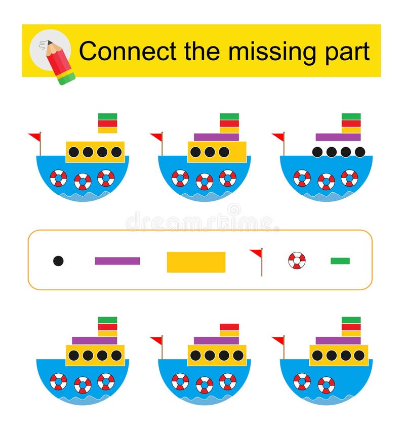 Connect the Missing Part. Attention Task for Kids Stock Vector ...