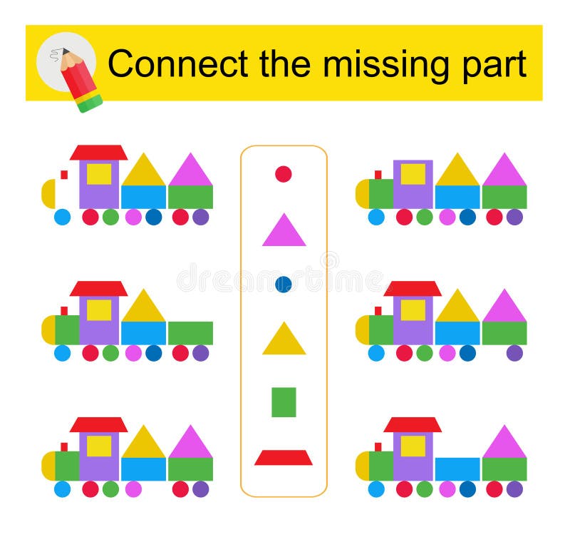 Connect the Missing Part. Attention Task for Kids Stock Vector ...