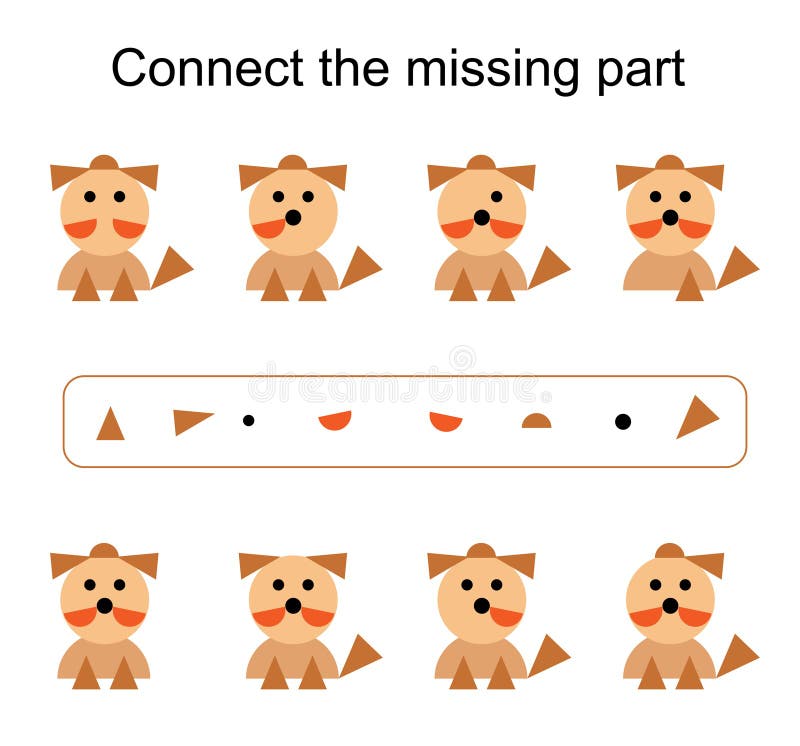 A Game for Kids. Connect the Missing Part. Children Activity Sheet ...