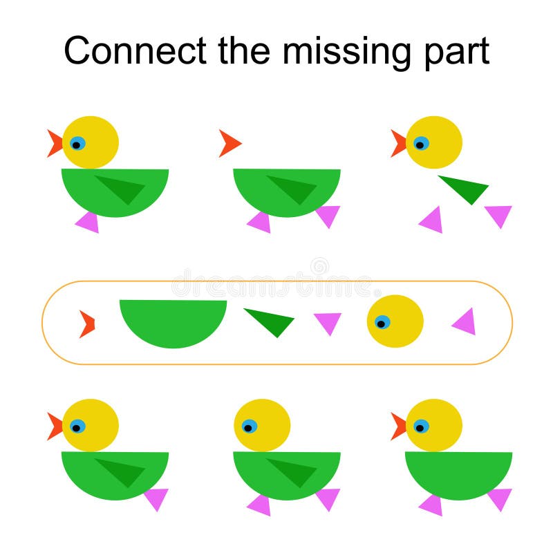 Connect the Missing Part. Vector Illustration of Cartoon Snail Stock ...