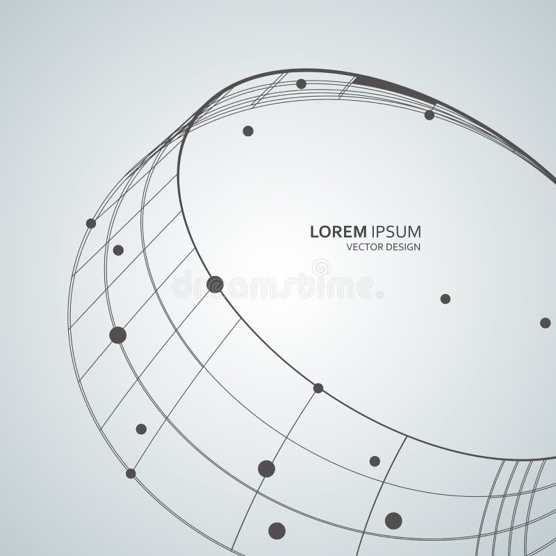 Connect Network Element Abstract Swirl Form With Connected Lines And Dots Stock Vector