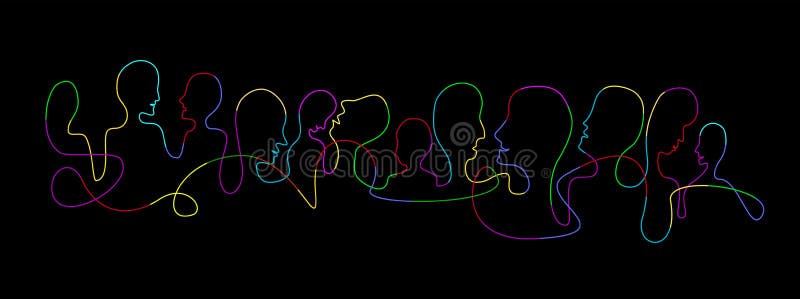 Connect the People Concept, Crowd of Vivid Colored People Connected ...