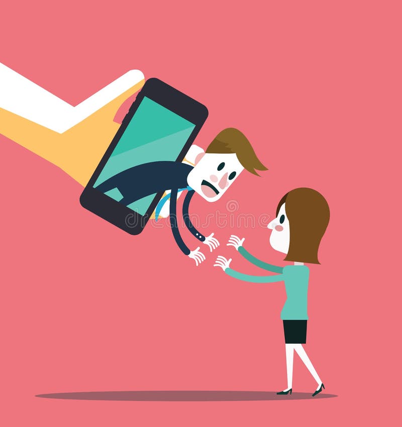 Connect with People on Smart Phone. Social Network Abstract. Stock ...