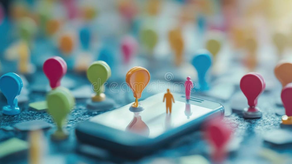 Connect People Via Social Network Concept with Map Location Indicator ...