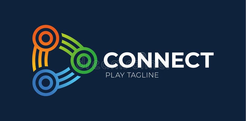 Connect Play Button Vector Logo. Link Connection with Triangle and ...